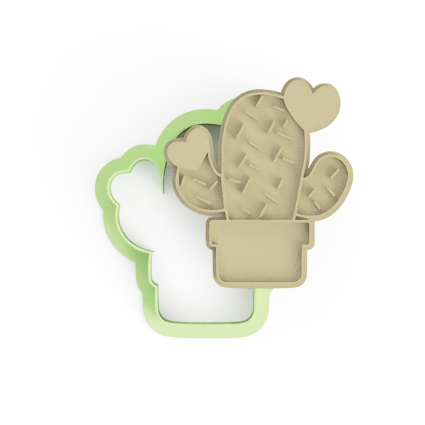 Cactus with Hearts Cookie Cutter and Stamp Embosser - 8cm x 7cm ...