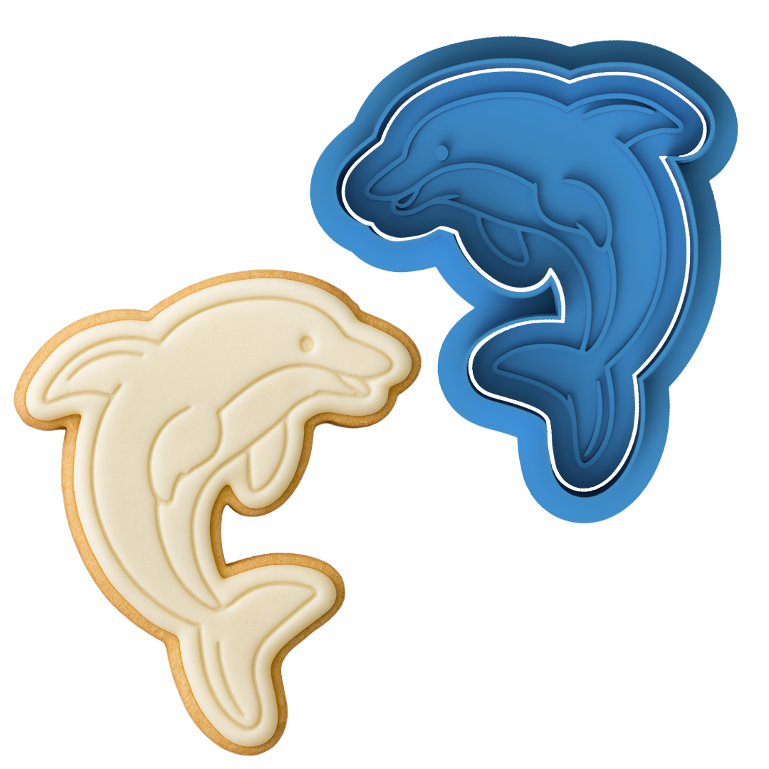Dolphin Cookie Cutter & Embosser – Ocean Animal Biscuit Stamp ...