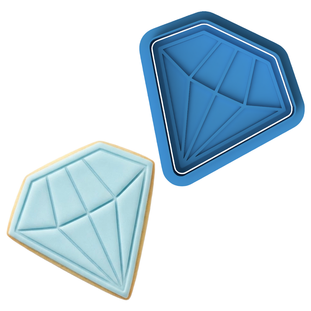 Diamond Gemstone Cookie Cutter and Embosser Stamp | Engagement Ring, B ...