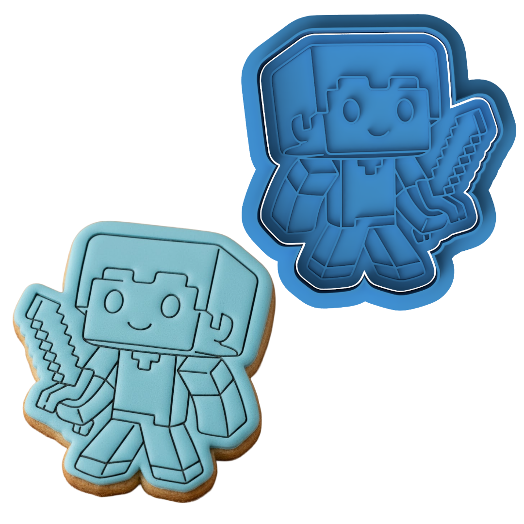 Minecraft Player Character with Sword Cookie Cutter and Embosser Set ...
