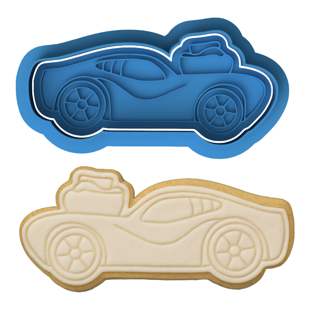 Sports Car Cookie Cutter with Embosser – CookieCutterFactory