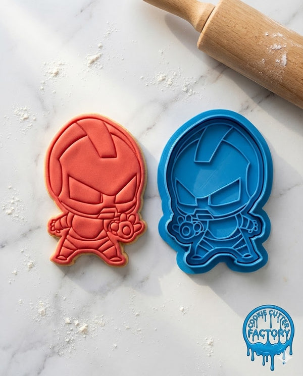 Cute Iron Man Cookie Cutter and Embosser Stamp | Superhero, Avengers P ...