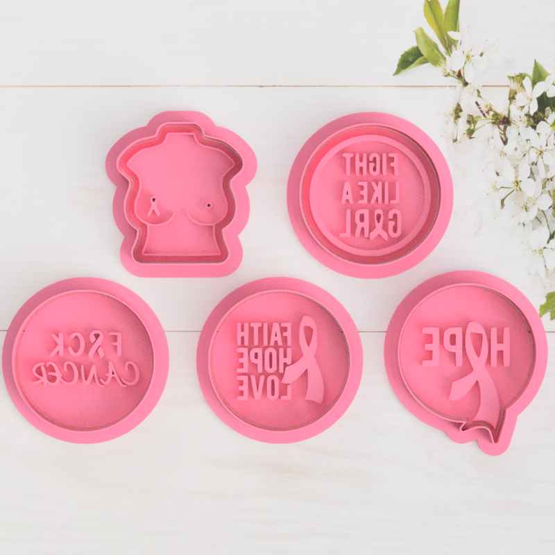 Cancer Cookie Cutter & Stamp Embosser Set Supportive & Awareness ...